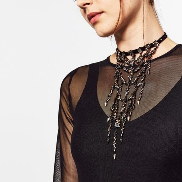 Zara | Jewelry | Zara Cascading Gem Choker | Poshmark